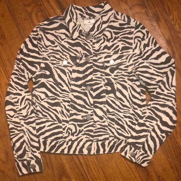 H&M | Jackets & Coats | Hm Zebra Print Denim Jacket | Poshmark